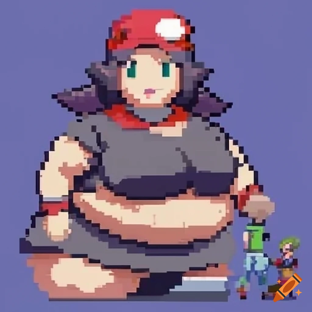 Pixel art full body of a female pokemon trainer on Craiyon