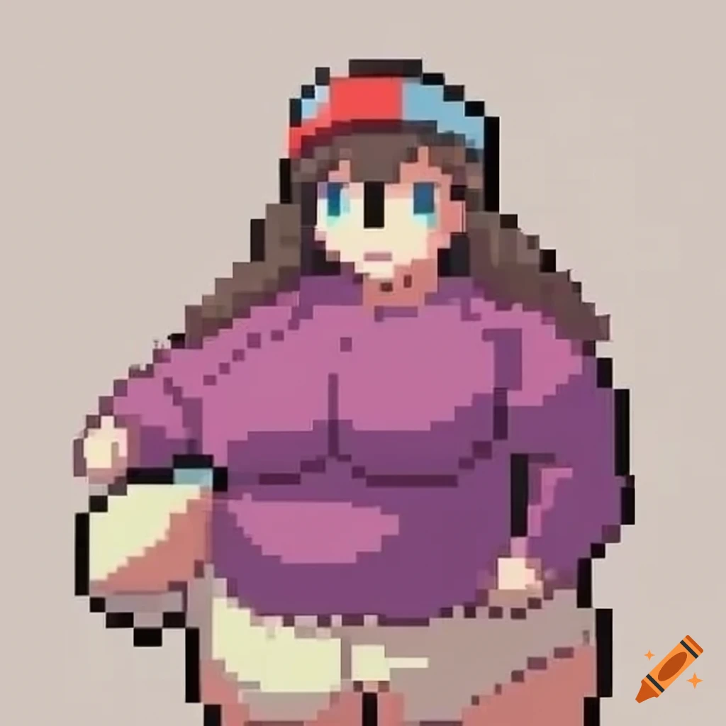 Full body pixel art of a female pokemon trainer on Craiyon