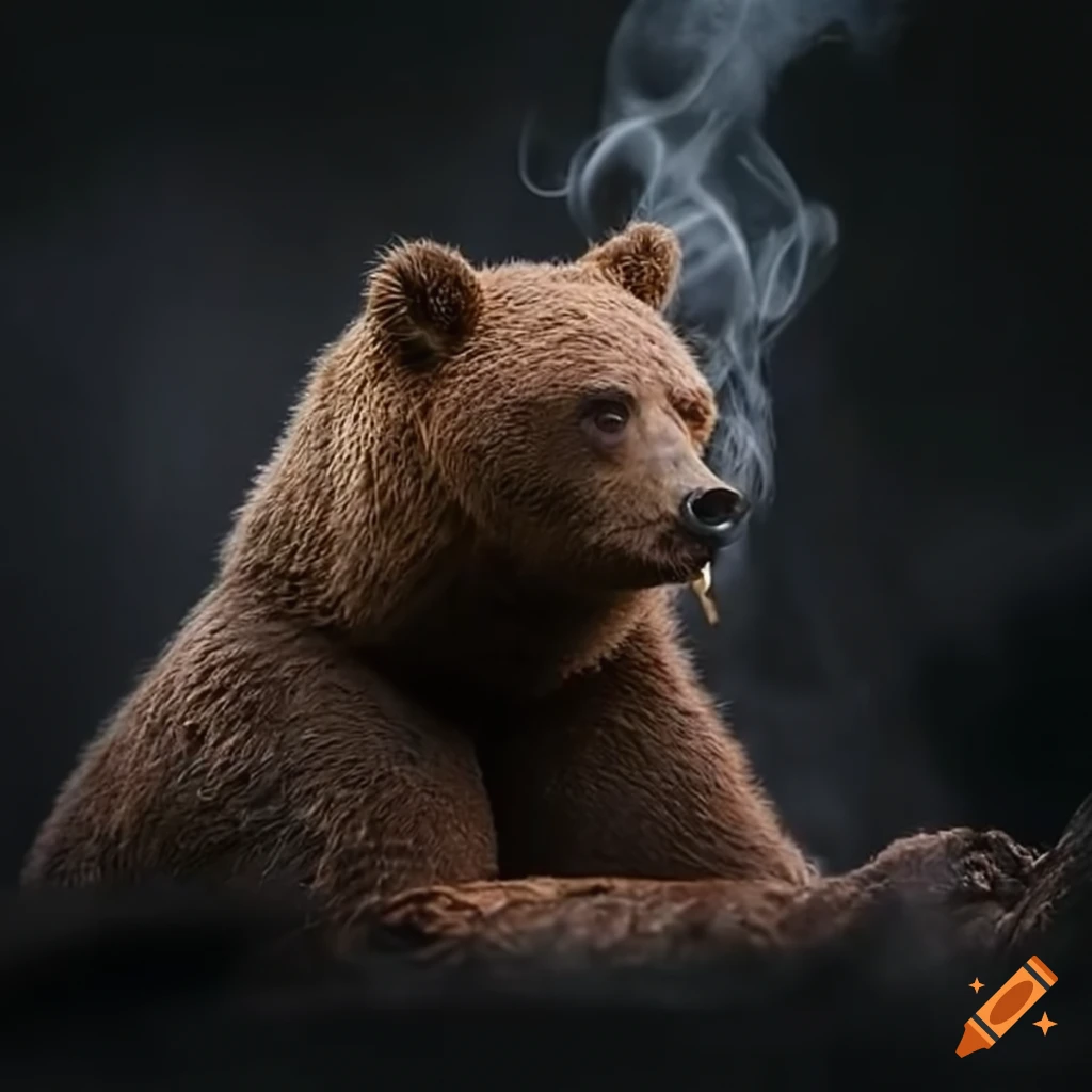 Bear smoking a cigar on Craiyon