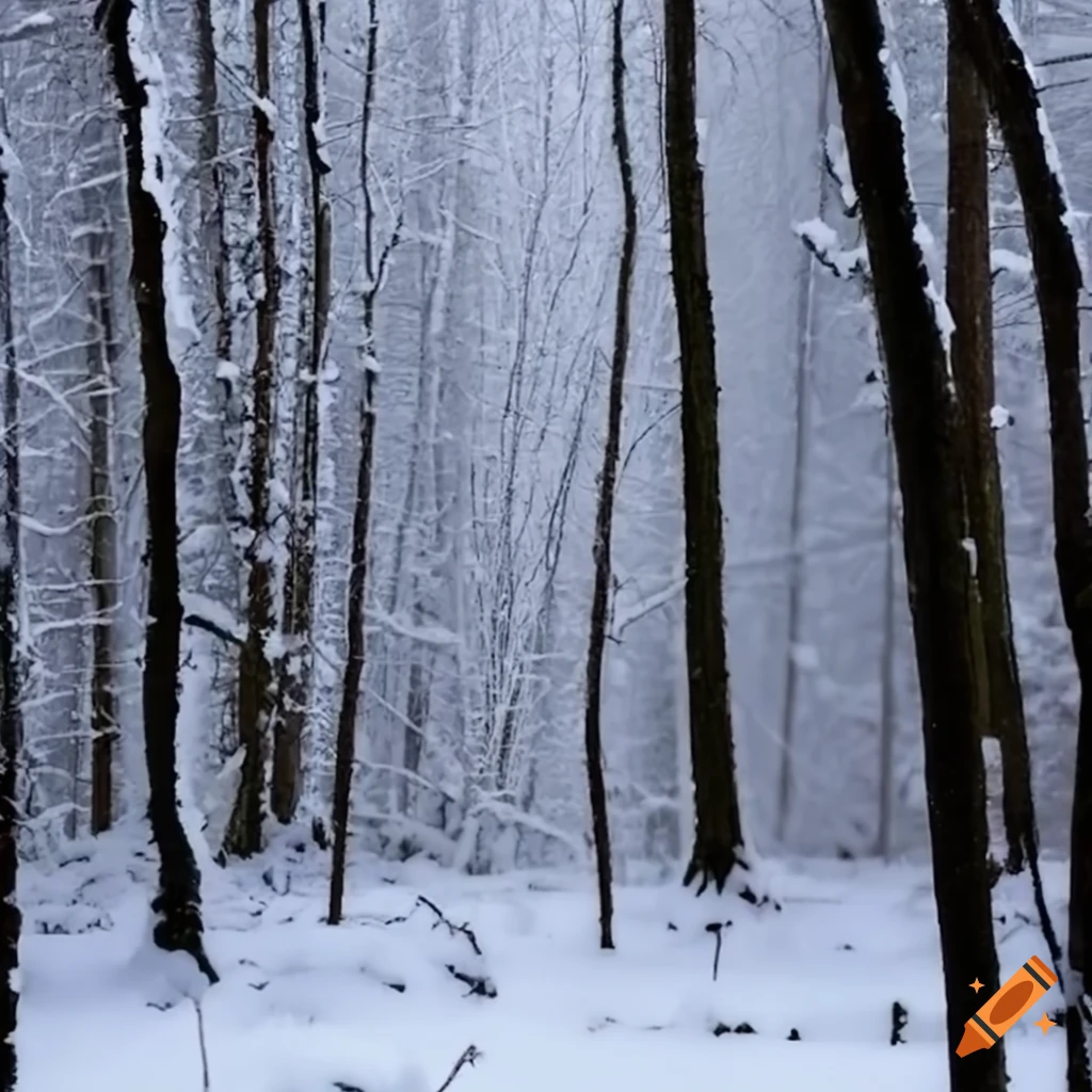 Snowy woods landscape on Craiyon