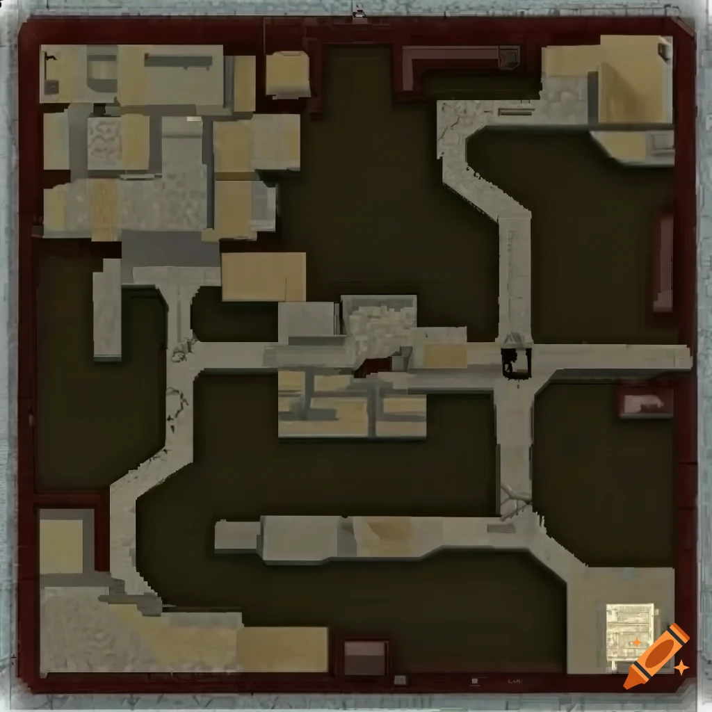Top-down view of csgo map on Craiyon