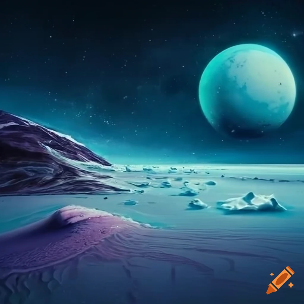 Space ice desert in surrealistic style on Craiyon
