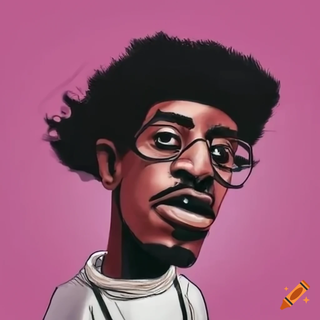Andre 3000 depicted as a pixar cartoon wearing jordan 1's on Craiyon