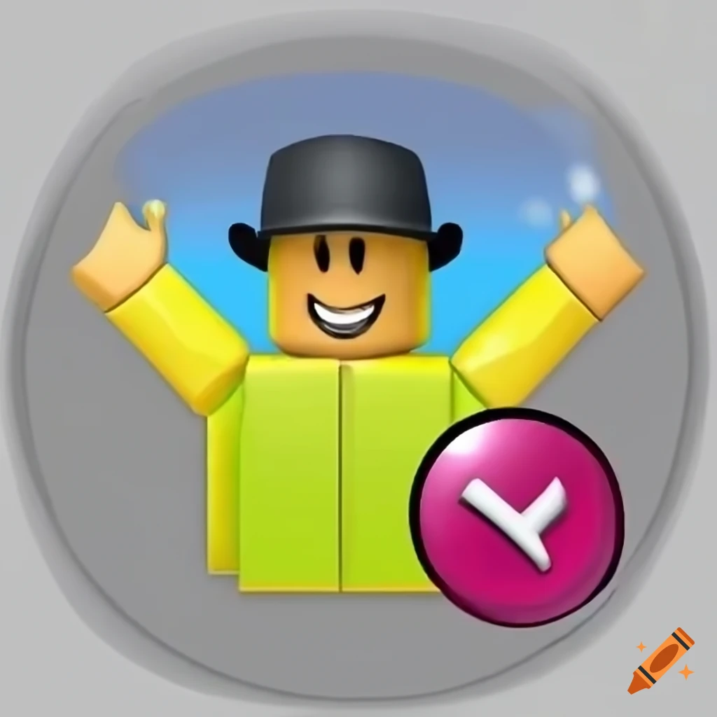 Roblox character clicking a button in a game thumbnail on Craiyon