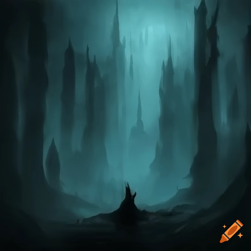 Ethereal dark abyss landscape in a fantasy setting on Craiyon