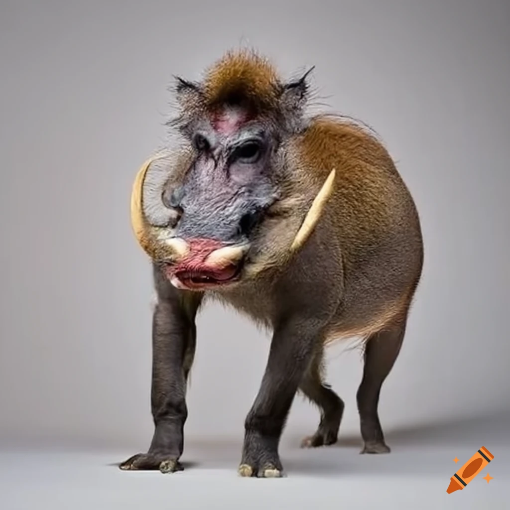 Mandril-warthog hybrid in a full body view on Craiyon