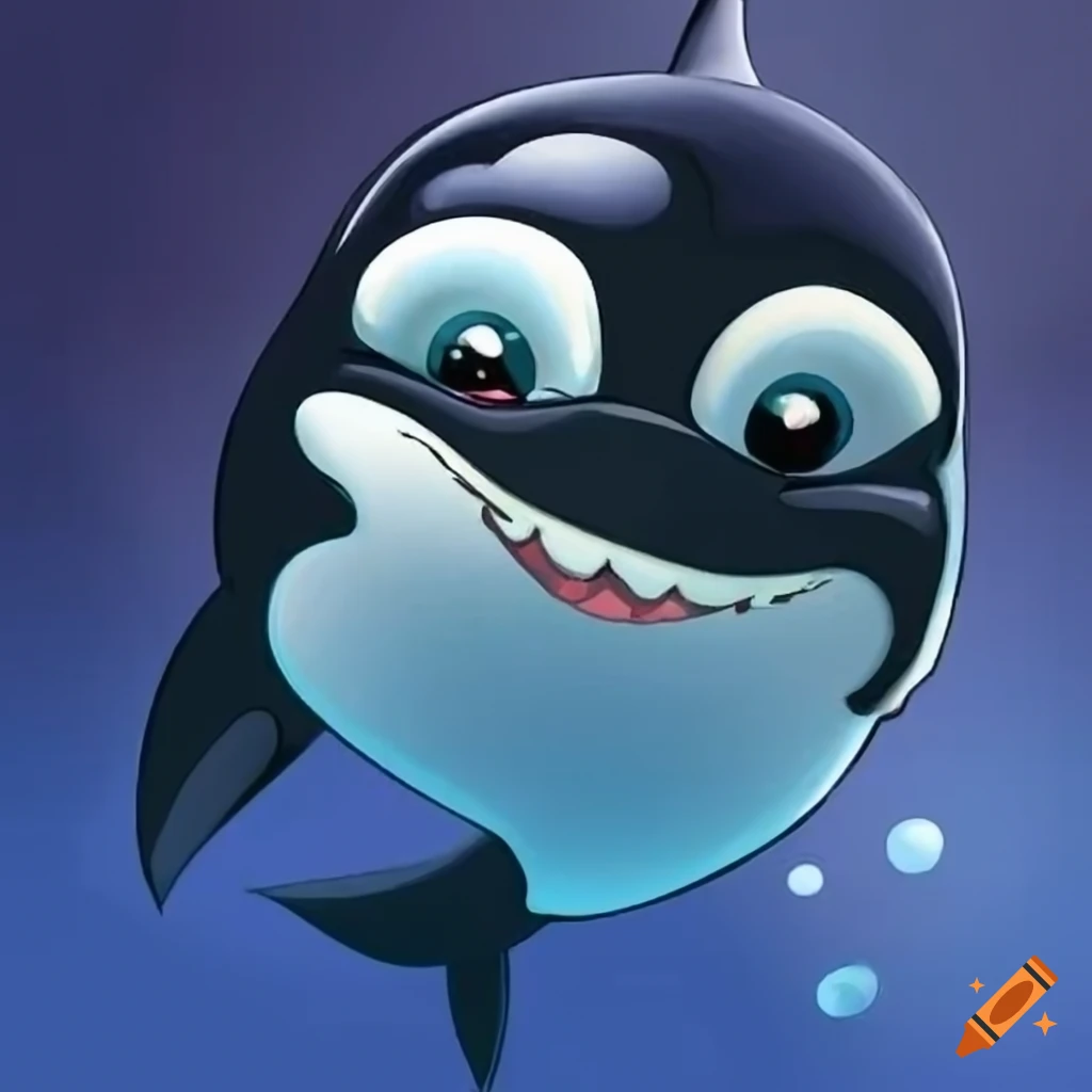 Cartoon baby orca-dragon on Craiyon