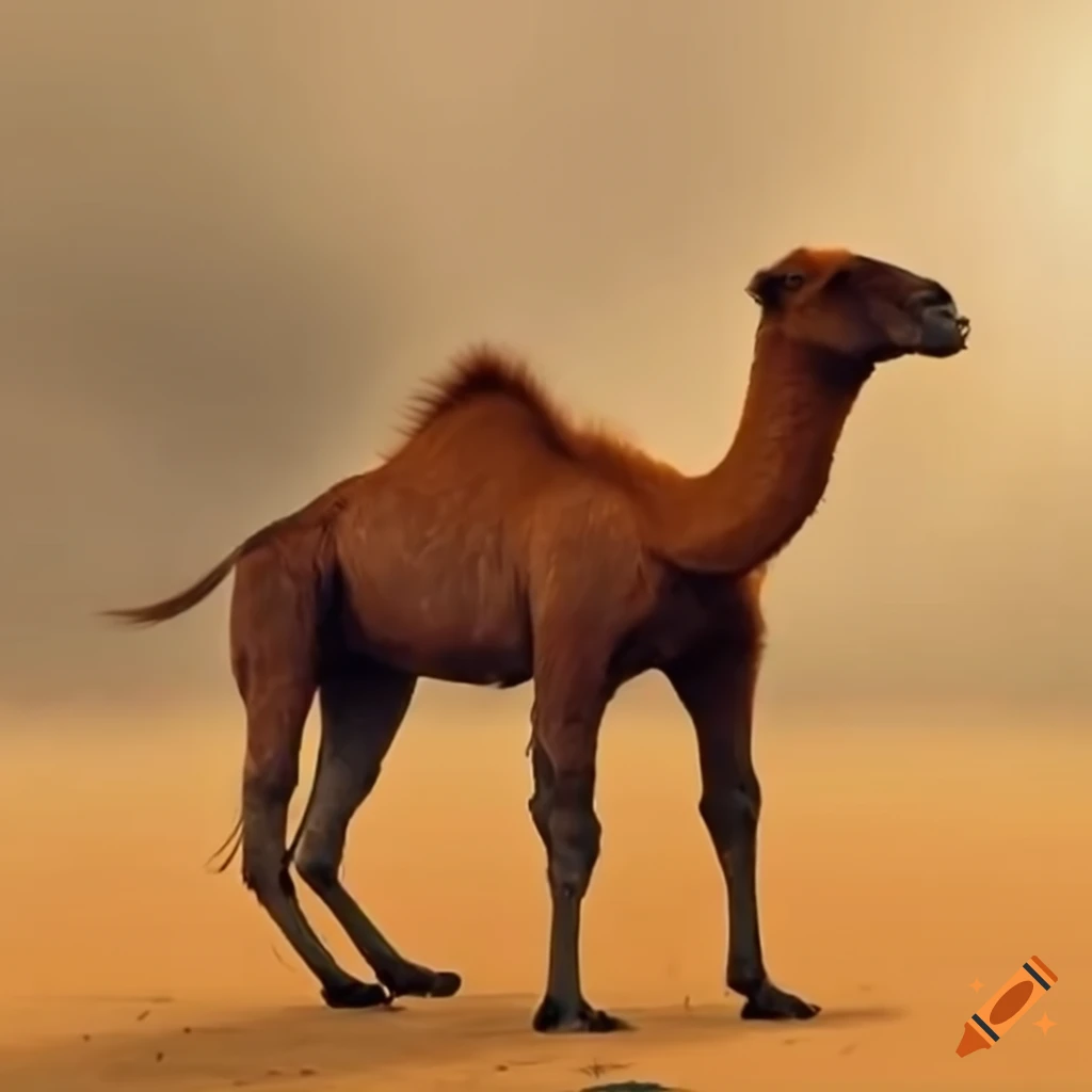 Unwell horse-camel hybrid displaying its whole body on Craiyon
