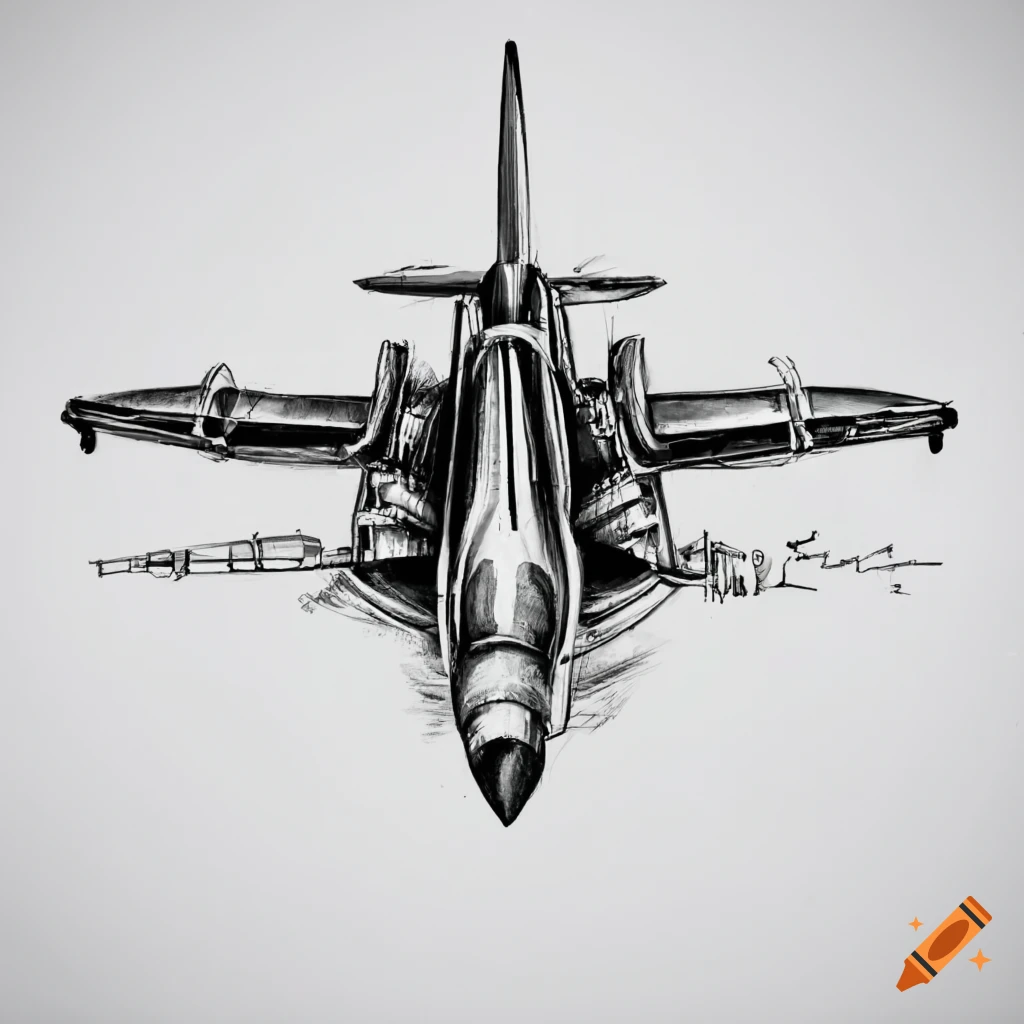 Top view of a military jet on Craiyon