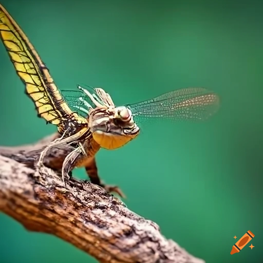 Cute winged dragon with dragonfly features in a full body view on Craiyon