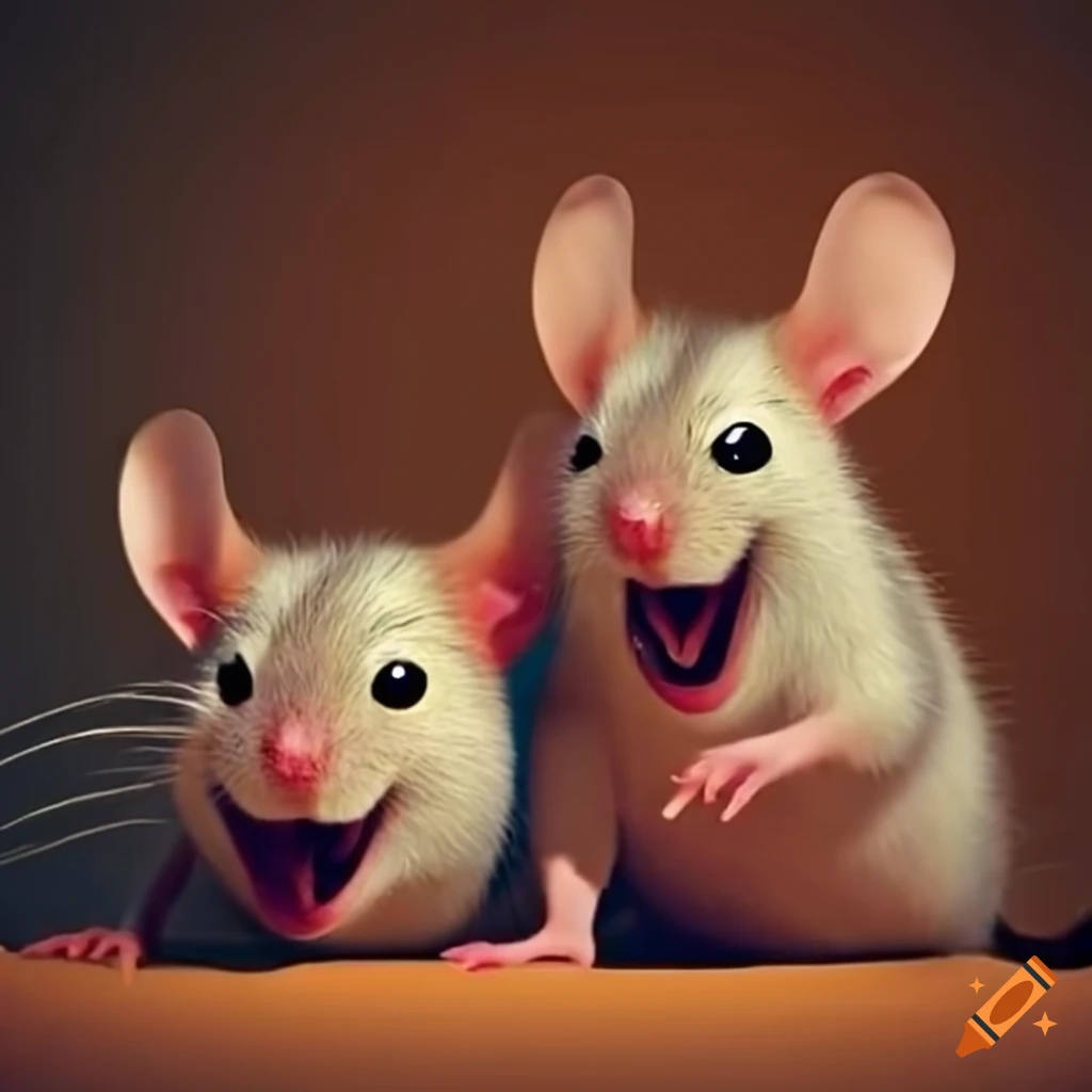 Three laughing mice on Craiyon
