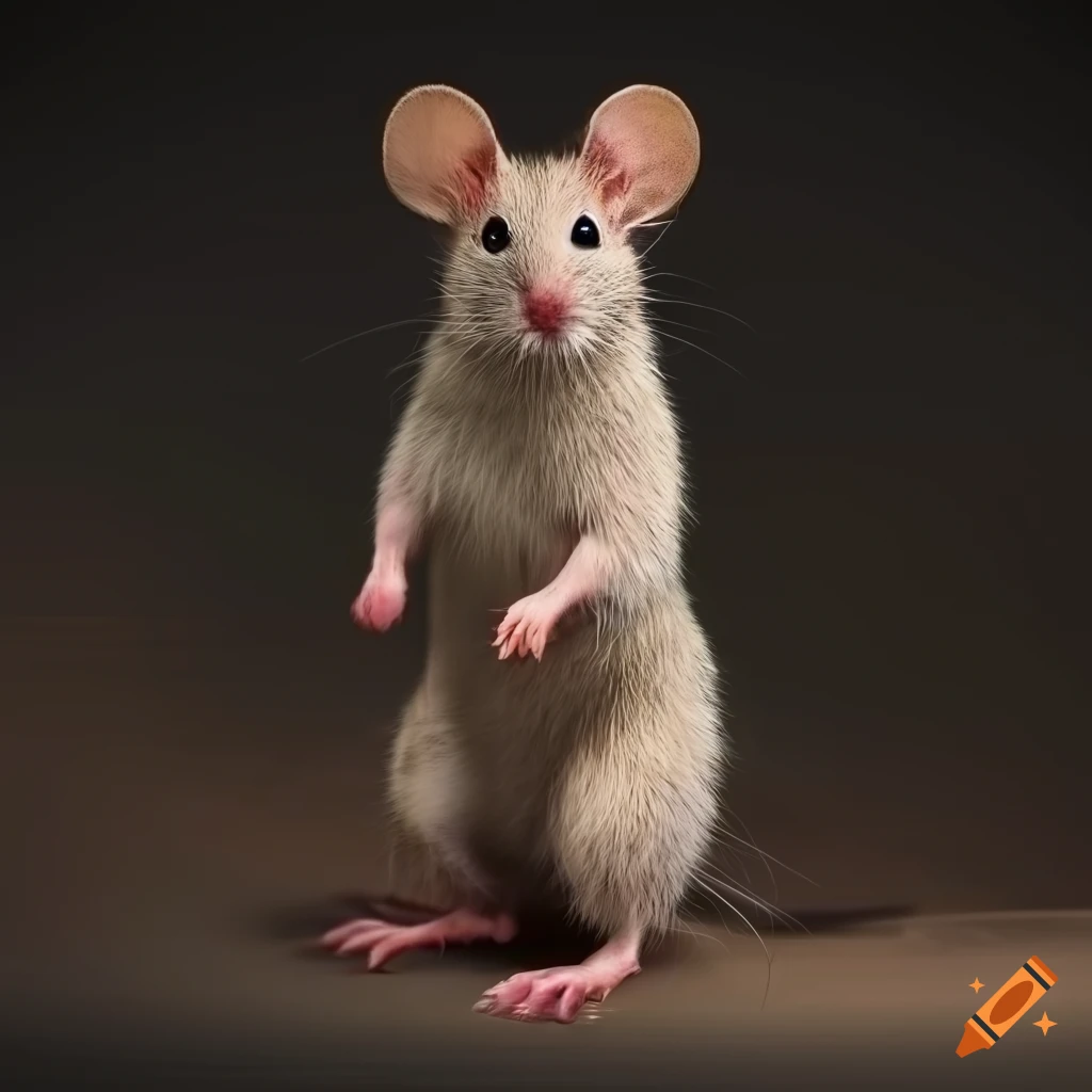 Realistic 5 ft tall mouse standing on hind legs on Craiyon