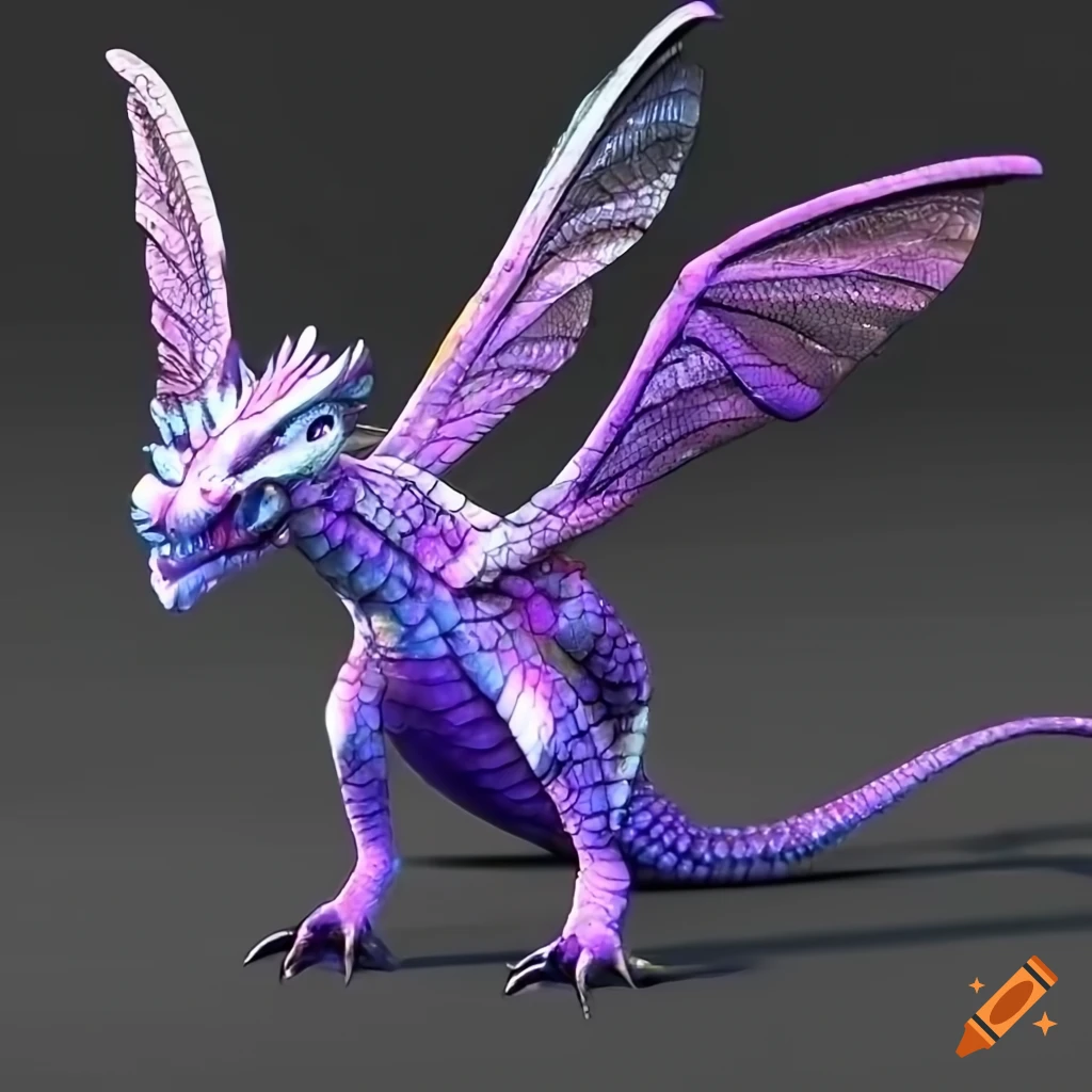 Cute winged dragon with shiny scales and dragonfly features on Craiyon