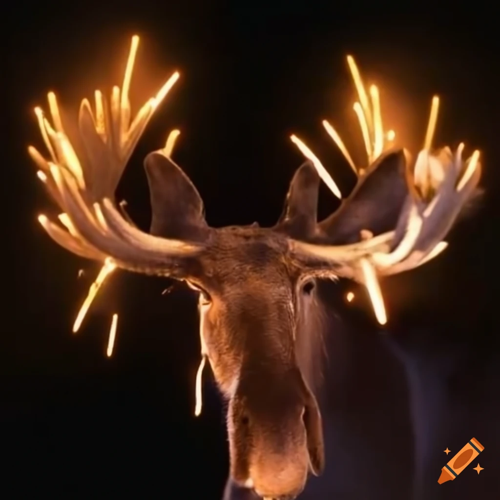 Moose in front of fireworks on Craiyon