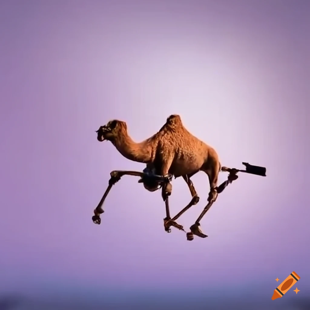 Camel flying a drone on Craiyon