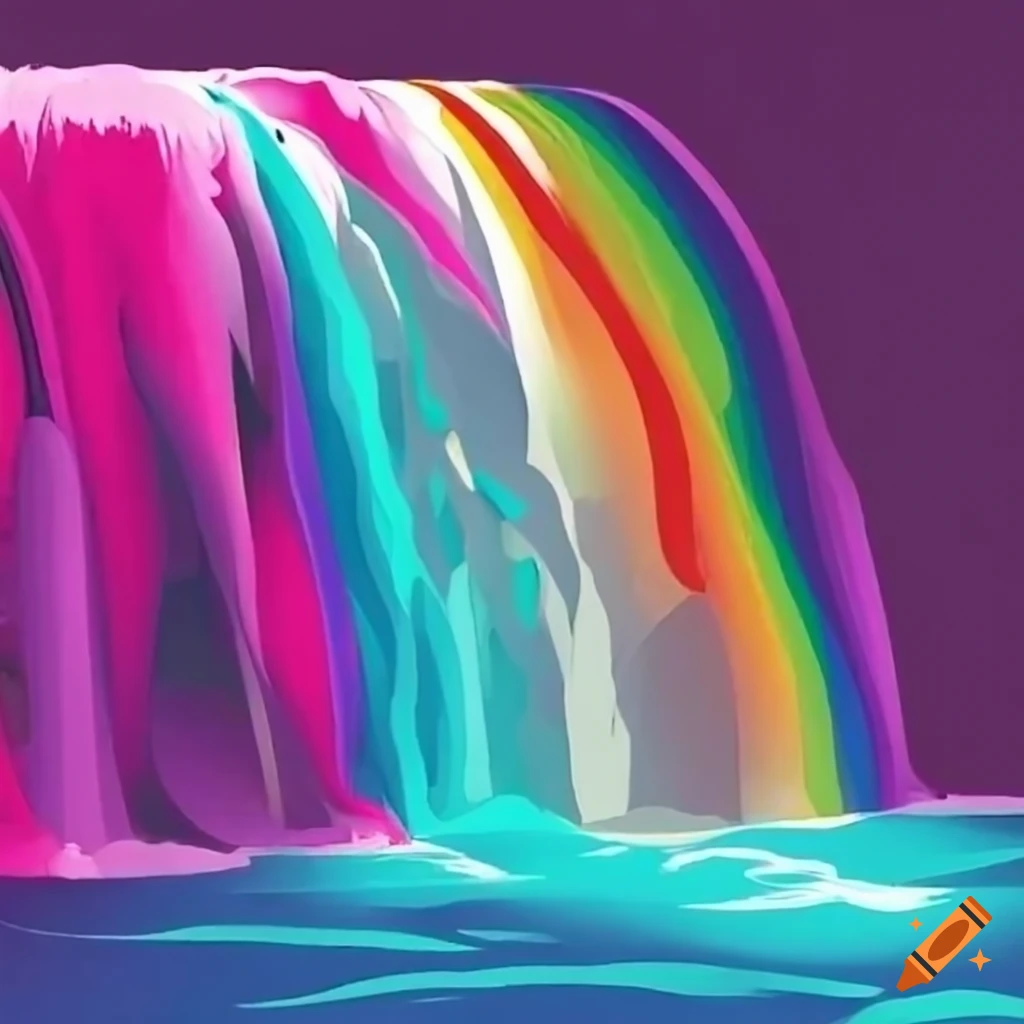 Rainbow pool waterfall on Craiyon