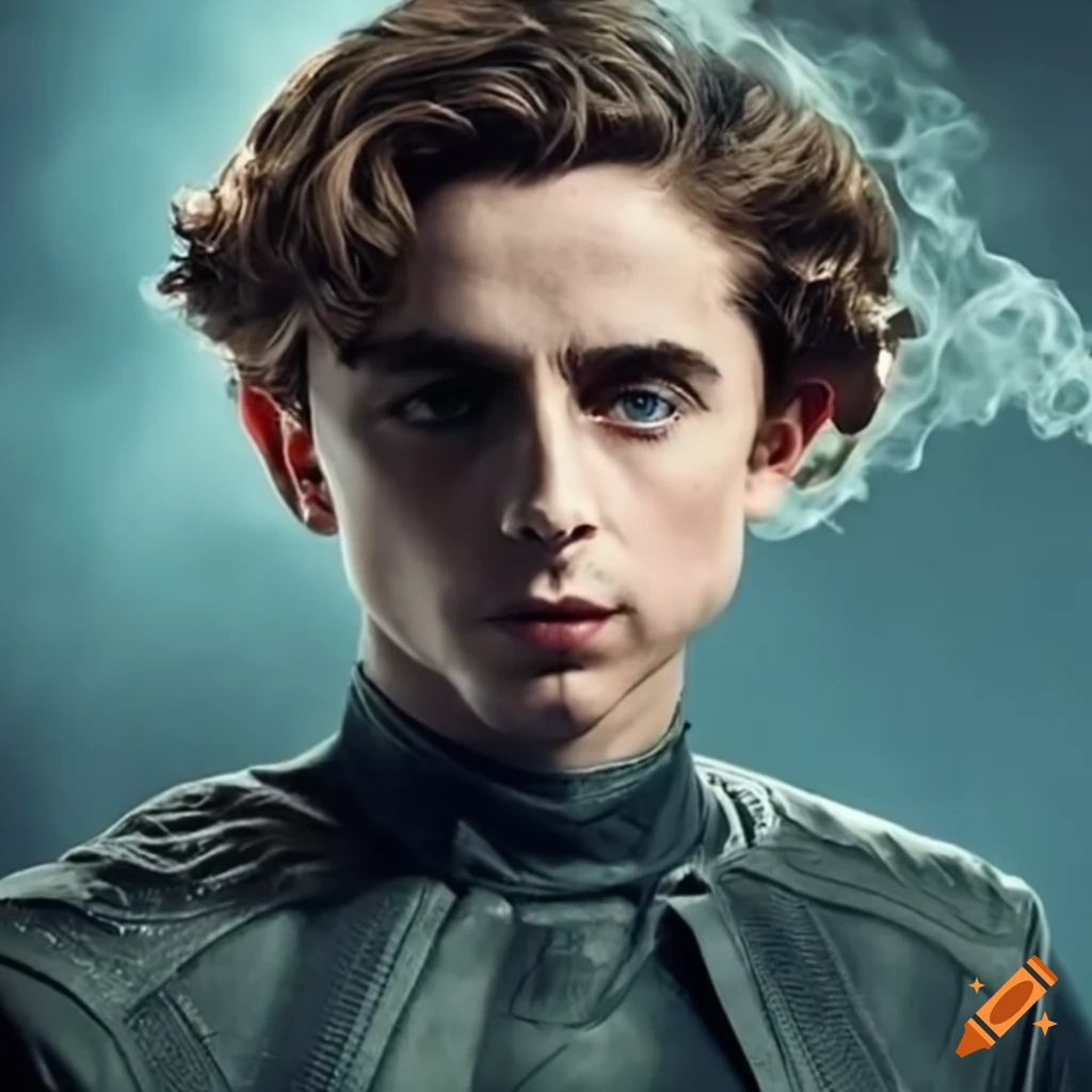 Timothy chalamet as a superhero transforming into smoke on Craiyon