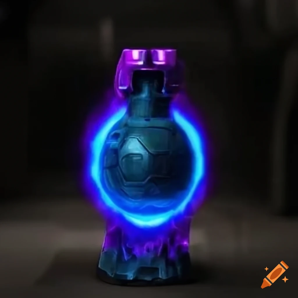 Blue and purple fire plasma grenade in halo style on Craiyon