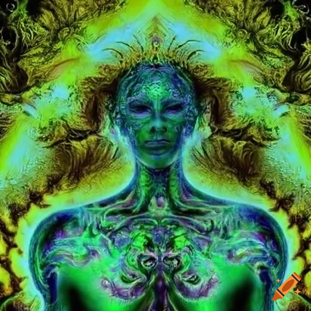 Chaos god of green consciousness bffs on Craiyon