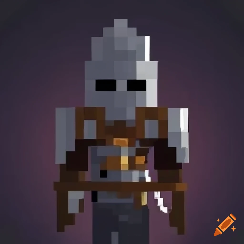 Knight in armor riding a horse in a minecraft world on Craiyon