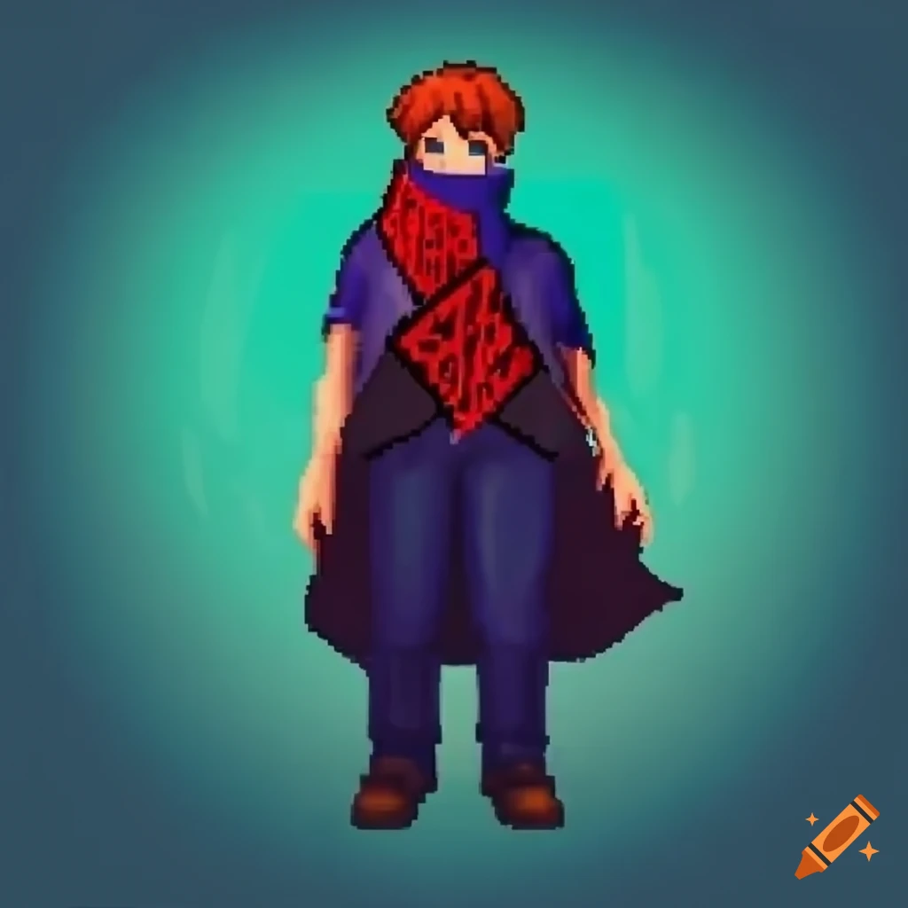 Nintendo 64 style guy with a big scarf and sword on Craiyon