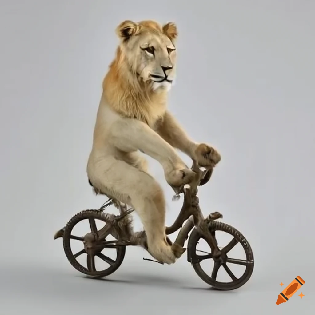 White lion riding a bike on Craiyon
