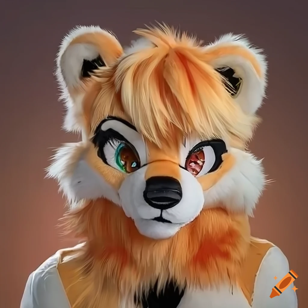 Female bear fursuit with golden-orange and cream fur in anime style on ...
