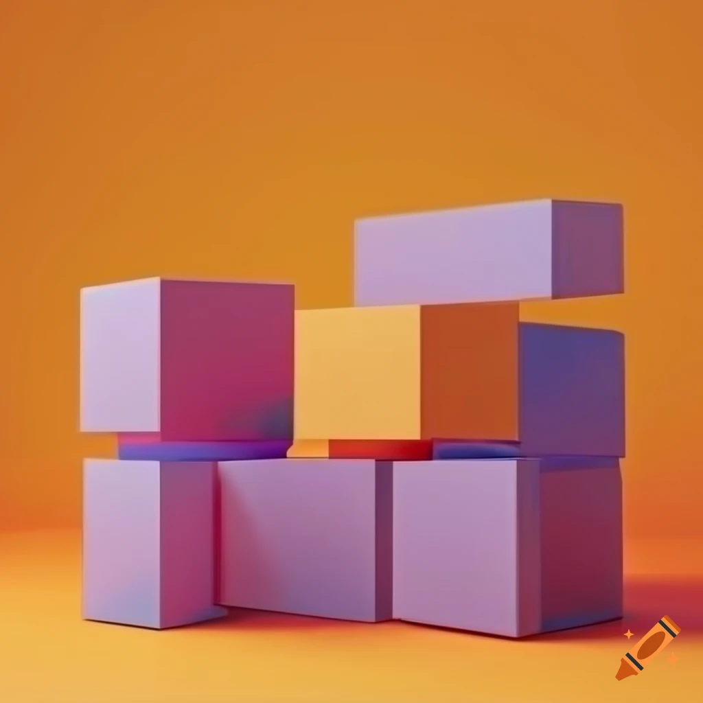Abstract composition of blocks on orange background on Craiyon