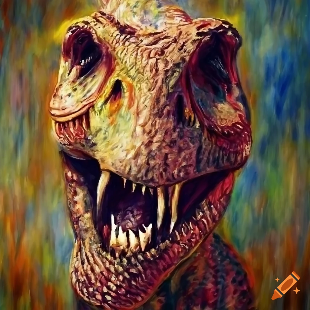 Tyrannosaurus rex portrait in the style of Renoir on Craiyon