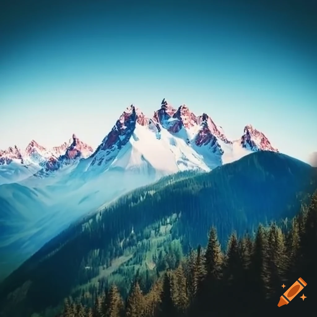 Beautiful mountain views on Craiyon