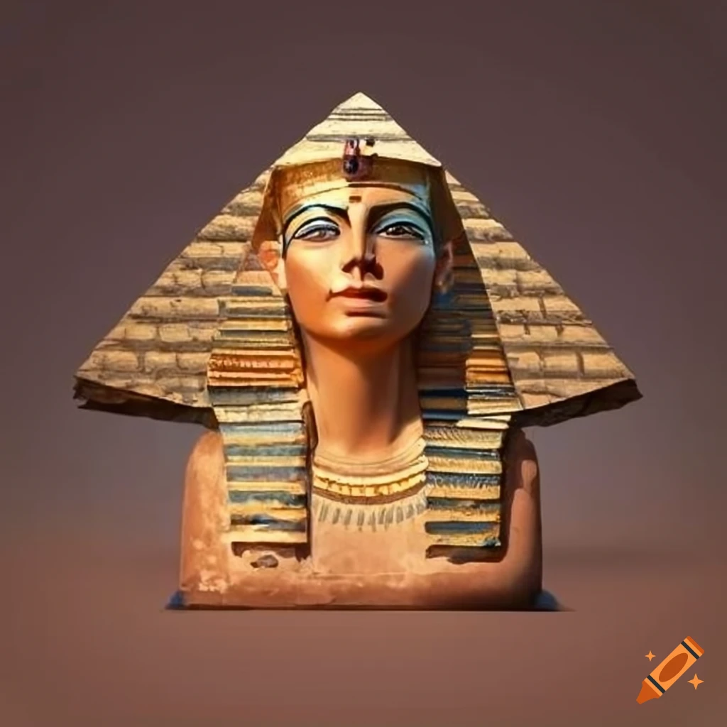 Triangular egyptian pyramid with image of cleopatra inscribed on Craiyon