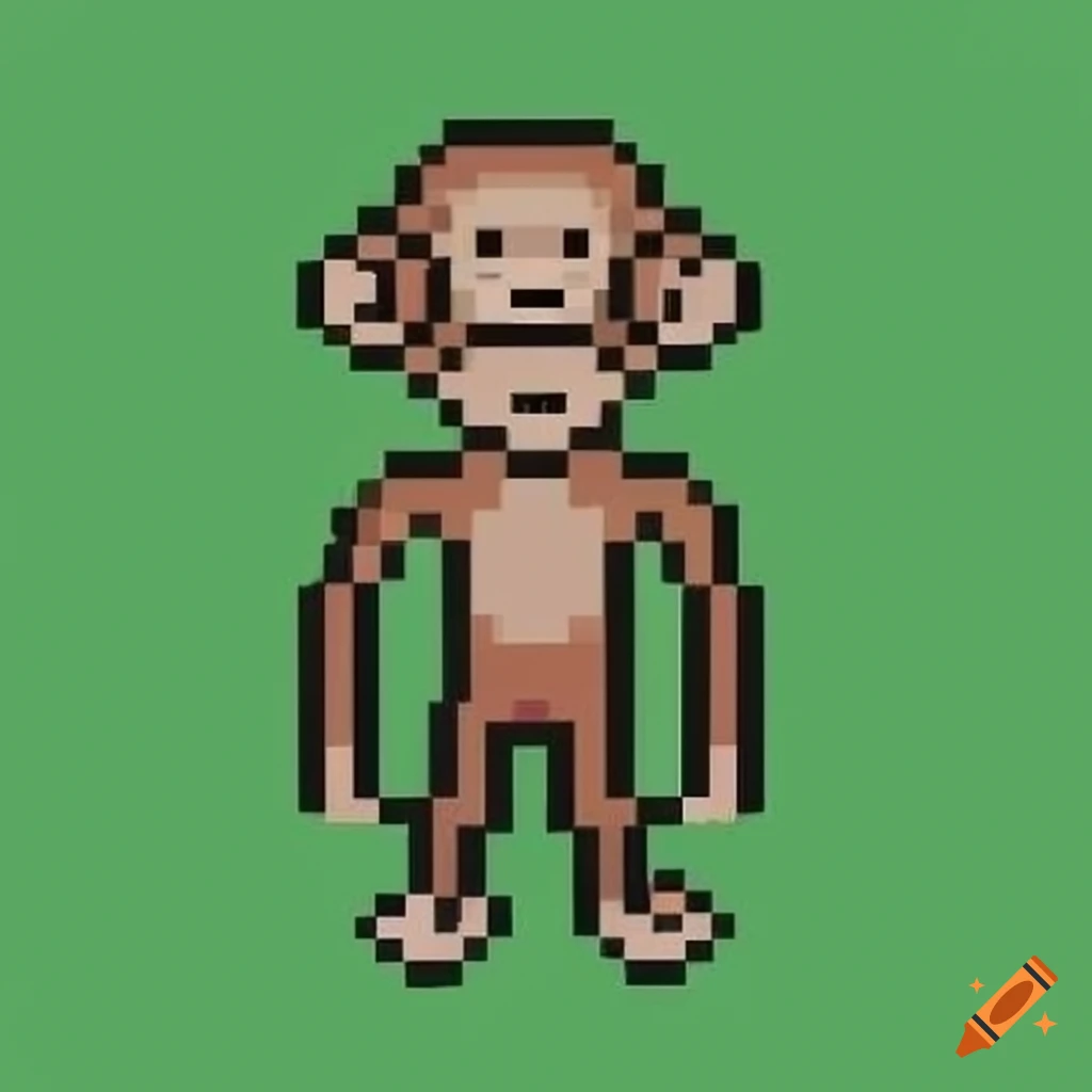 Pixel art of a monkey on Craiyon