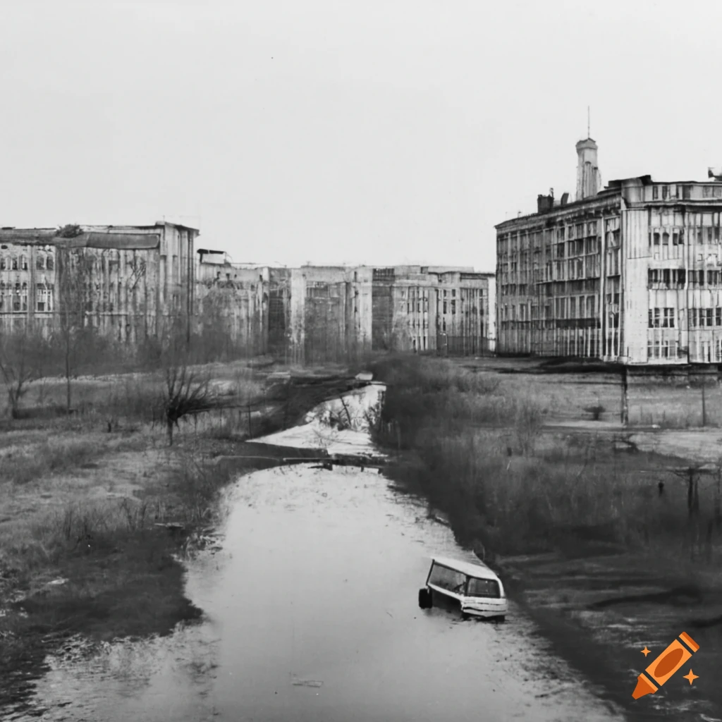 View of an old khrushchevka in a russian post-soviet town on Craiyon