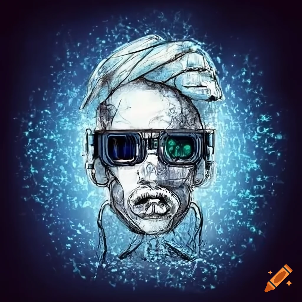 Inventive scientist wearing futuristic goggles on Craiyon