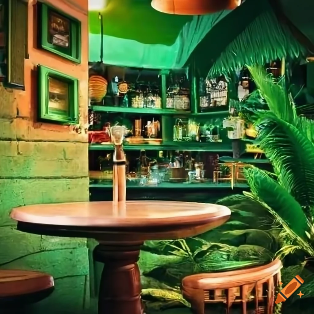 Vibrant irish pub with a tropical oasis on Craiyon