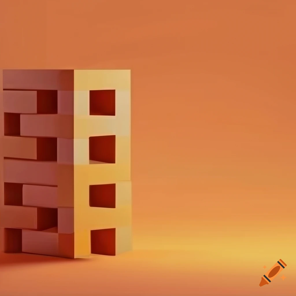 Abstract composition of blocks on orange background on Craiyon