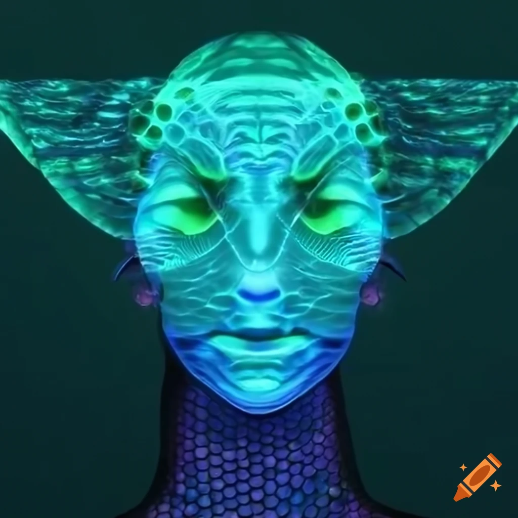 Capture the exquisite essence of a biopunk mermaid in a striking close ...