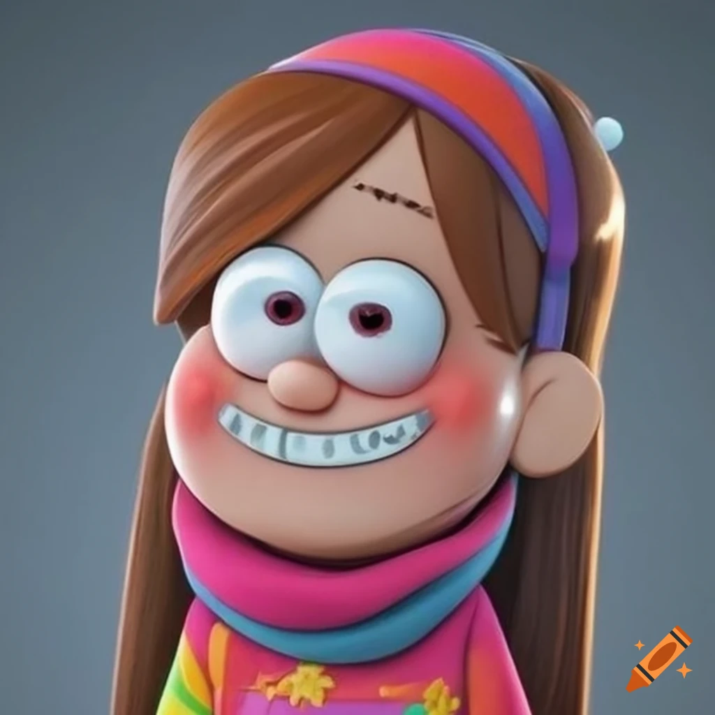 Portrait of blushing Mabel Pines with red cheeks on Craiyon