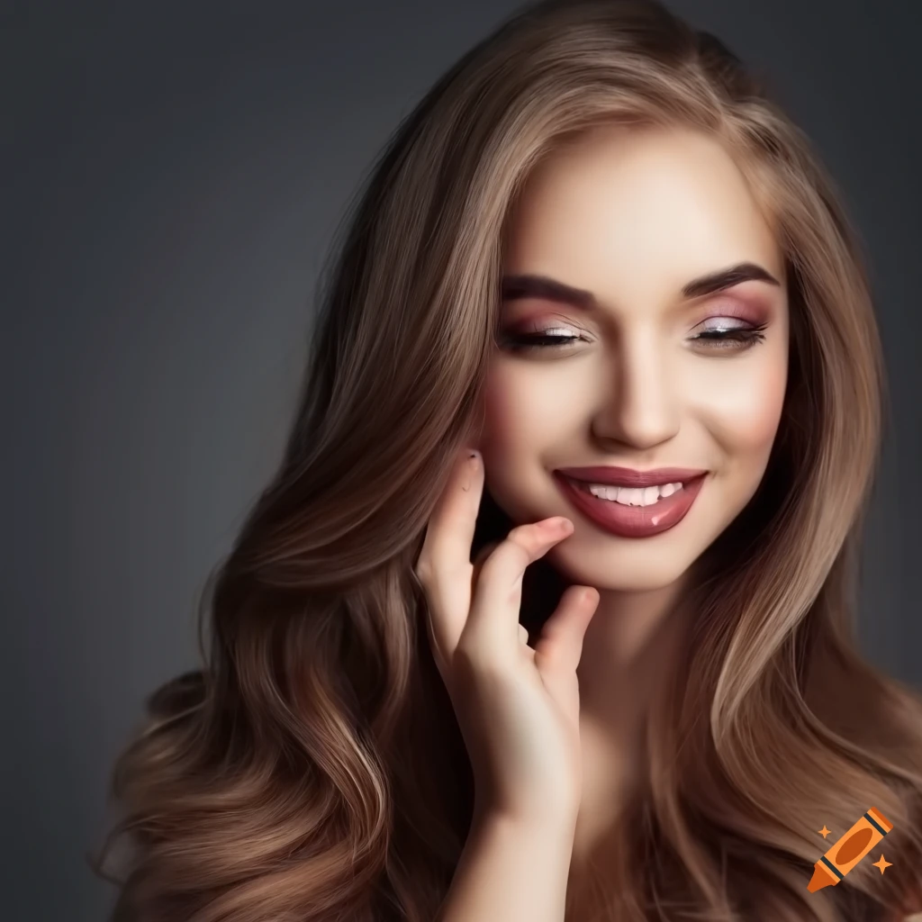 Stunning portrait of a graceful young woman with a captivating smile ...