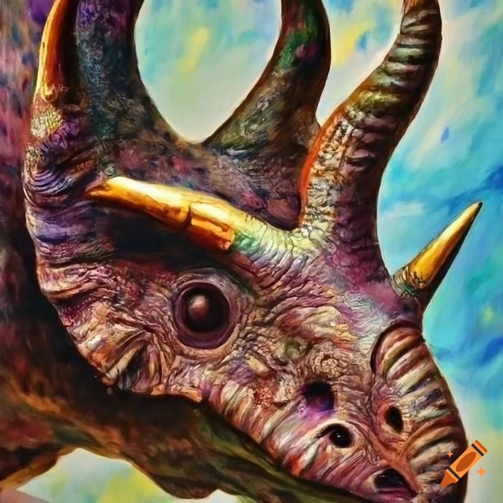Triceratops portrait in the style of renoir on Craiyon