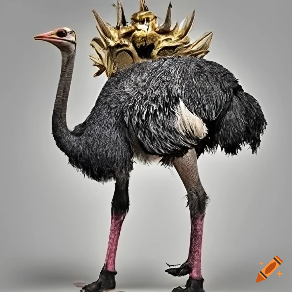 Armored war ostrich for riding in high resolution 4k on Craiyon