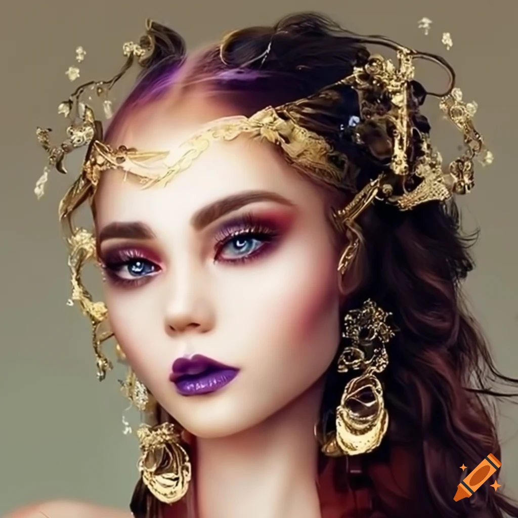 Portrait of a regal woman with perfectly aligned pupils on Craiyon