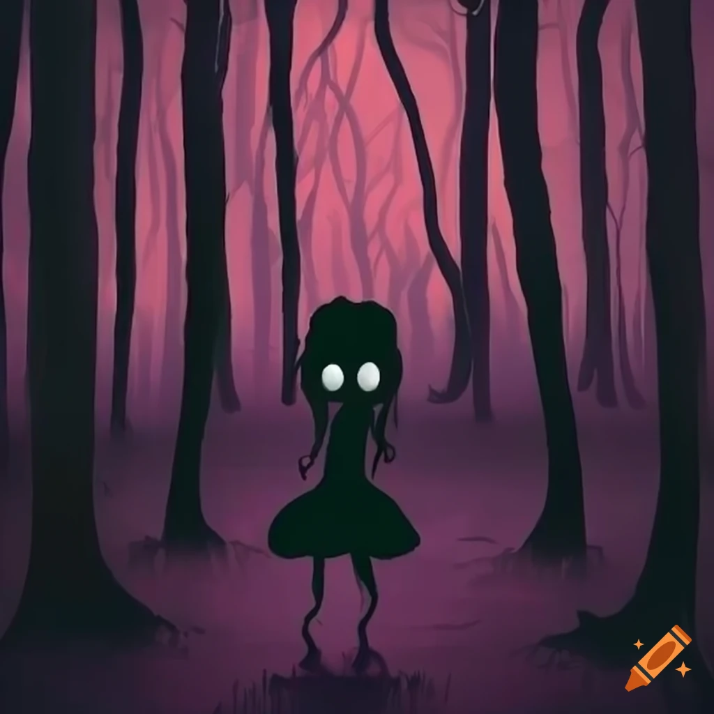 Gloomy forest in tim burton style on Craiyon