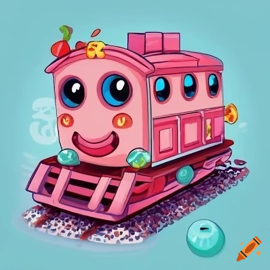 Adorable train in kawaii style on Craiyon