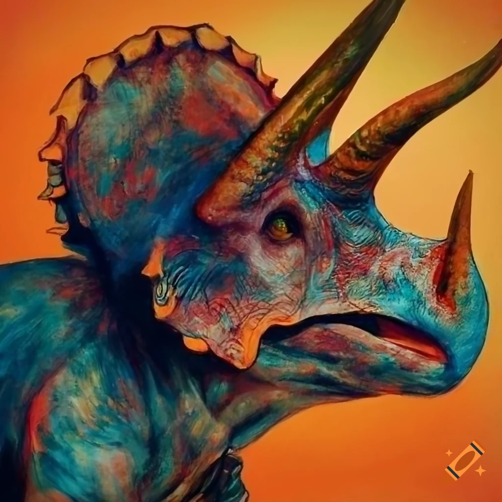 Triceratops portrait in the style of renoir on Craiyon