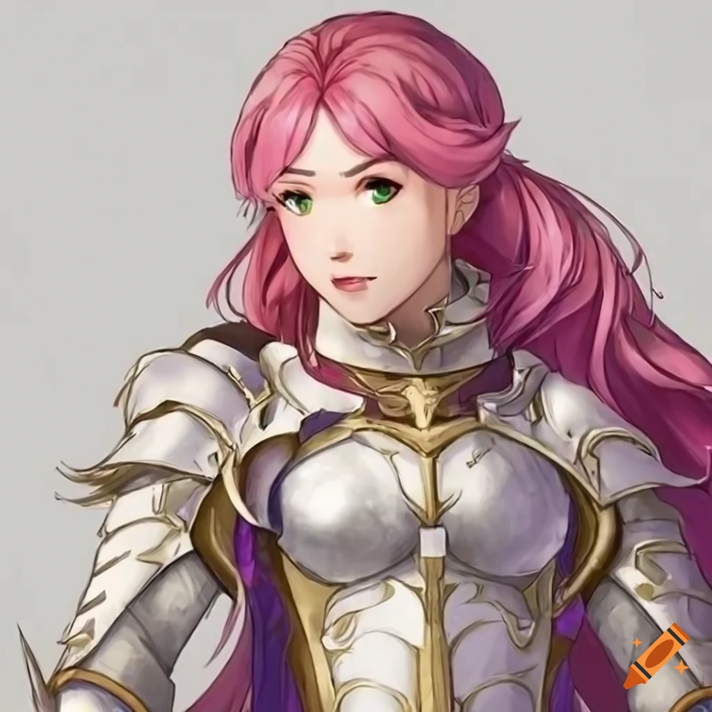 Fire emblem portrait of beautiful woman as pegasus knight with pink ...