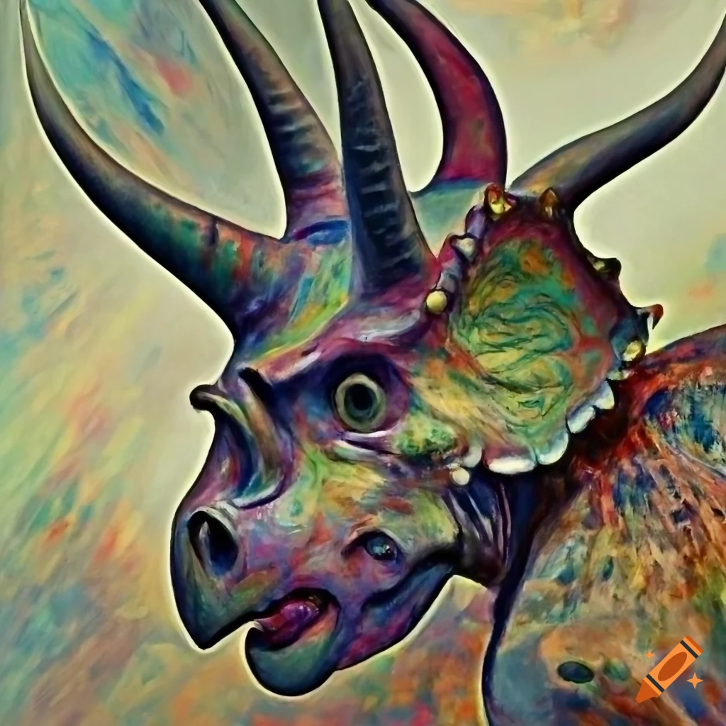 Triceratops portrait in the style of renoir on Craiyon