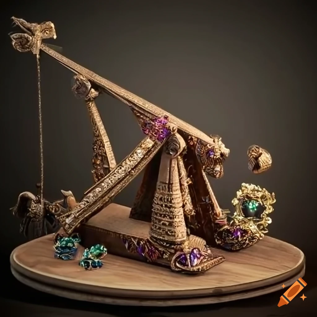 Beautifully decorated ballista with intricate detailing on Craiyon