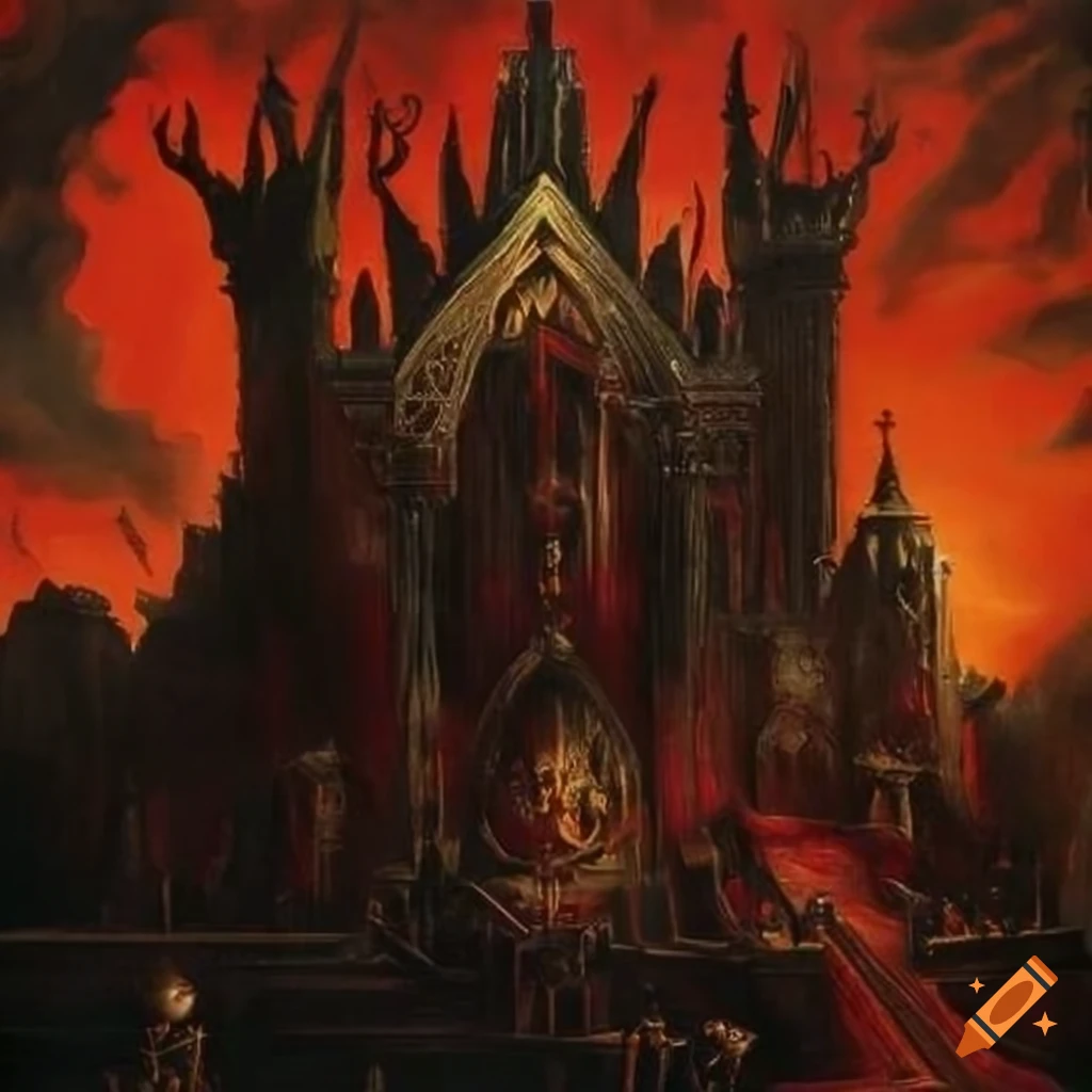 Palace of satan in hell by donato giancola on Craiyon