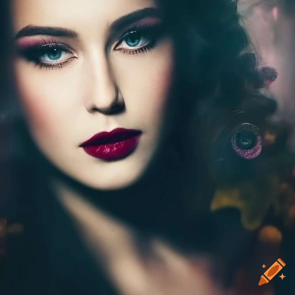 Portrait of exotic high fashion female blending ethereal and ...